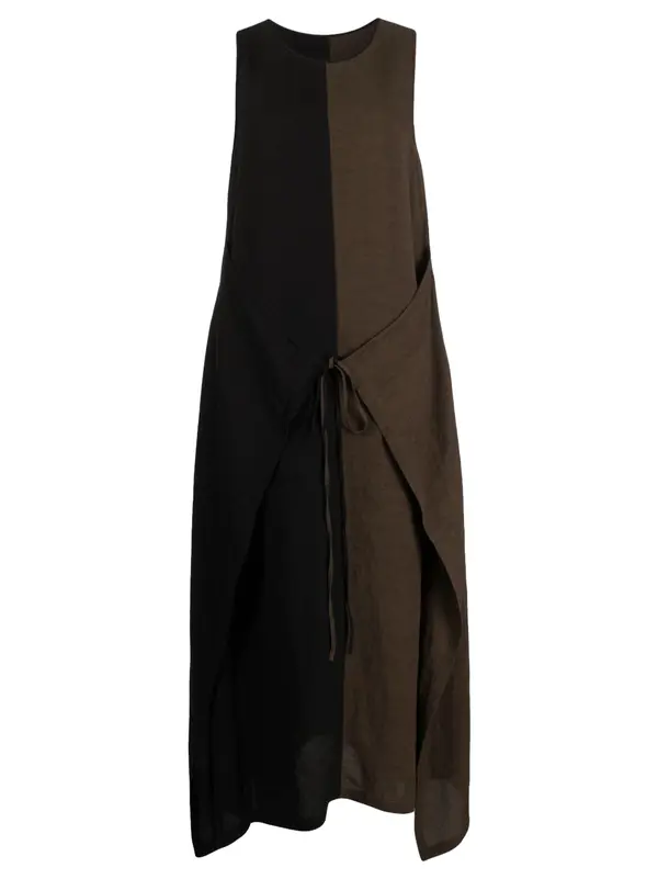 UMA WANG Colour-block Midi Dress - Brown
