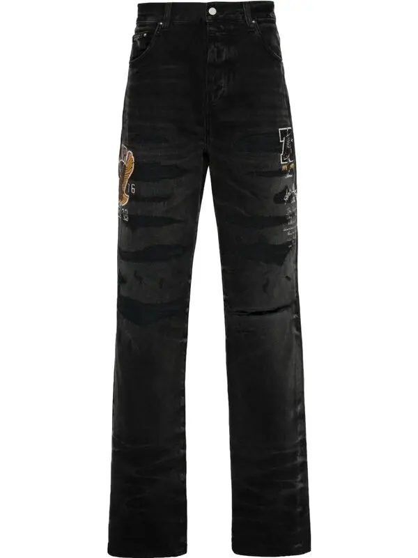 Amiri Varsity Straight-leg Jeans - Black