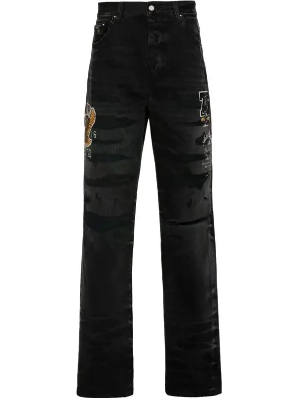 Amiri Varsity Straight-leg Jeans - Black