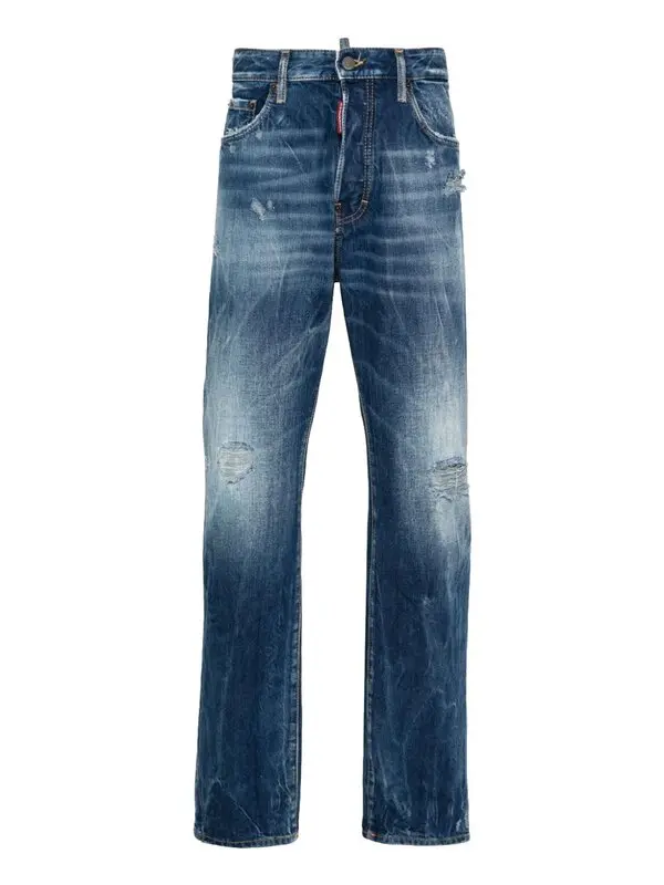 Dsquared2 642 Distressed Straight-leg Jeans - Blue
