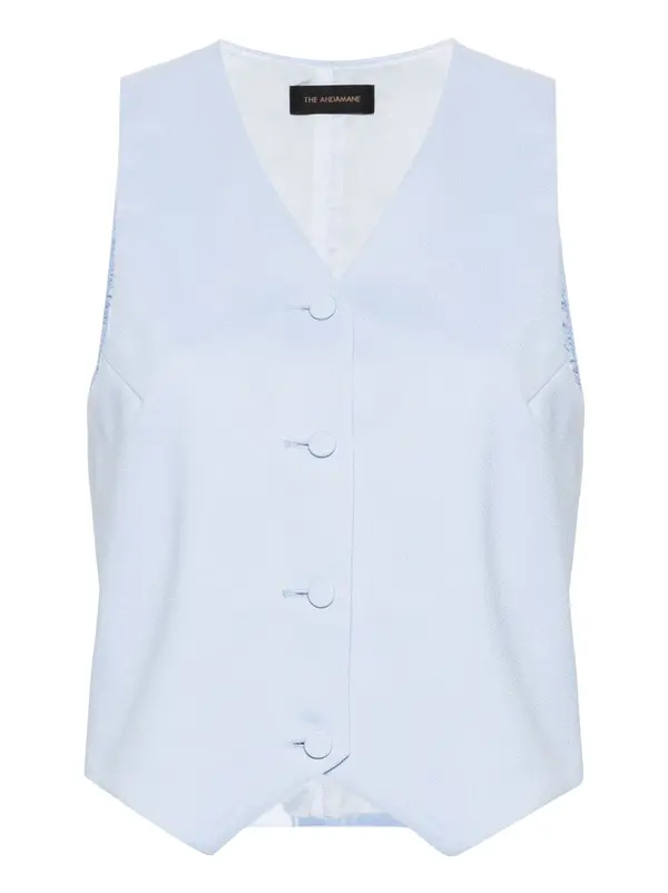 Andamane Crepe-textured Waistcoat - Blue