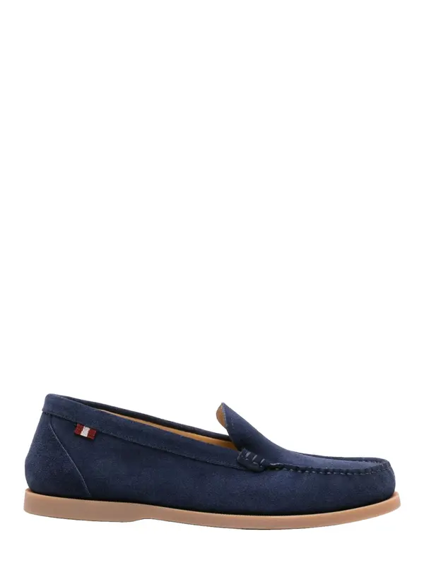 Bally Grosgrain-tab Suede Loafers - Blue