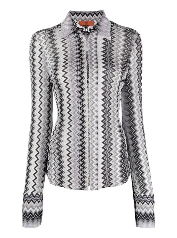 Missoni Chevron-print Lurex Shirt - Purple