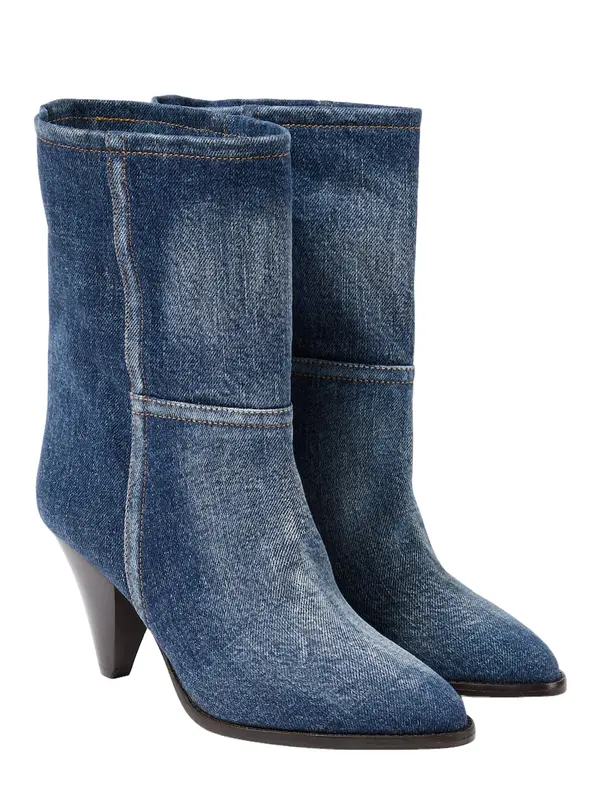 Isabel Marant Rouxa Denim Ankle Boots - Blue