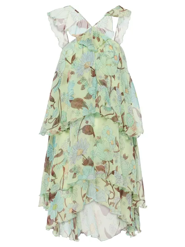 Stella McCartney Tiered Printed Minidress - Green