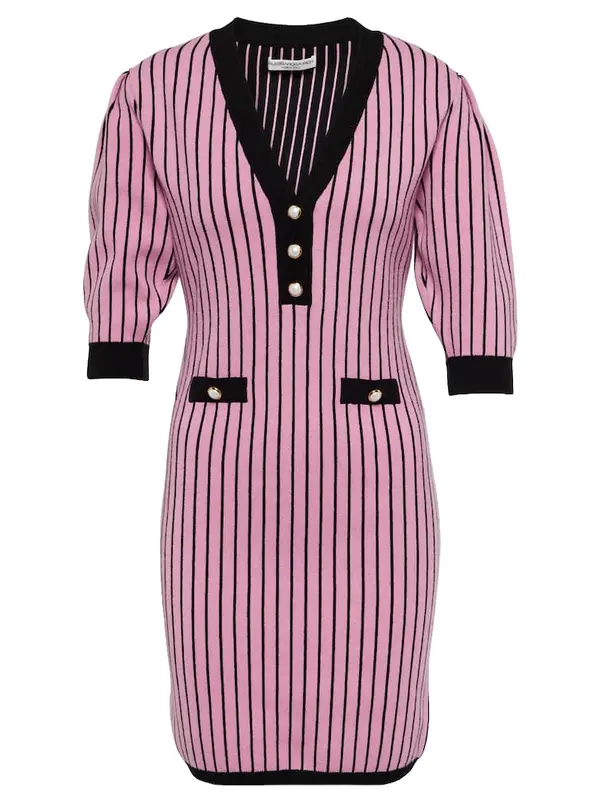 Alessandra Rich Pinstriped Knit Minidress - Pink