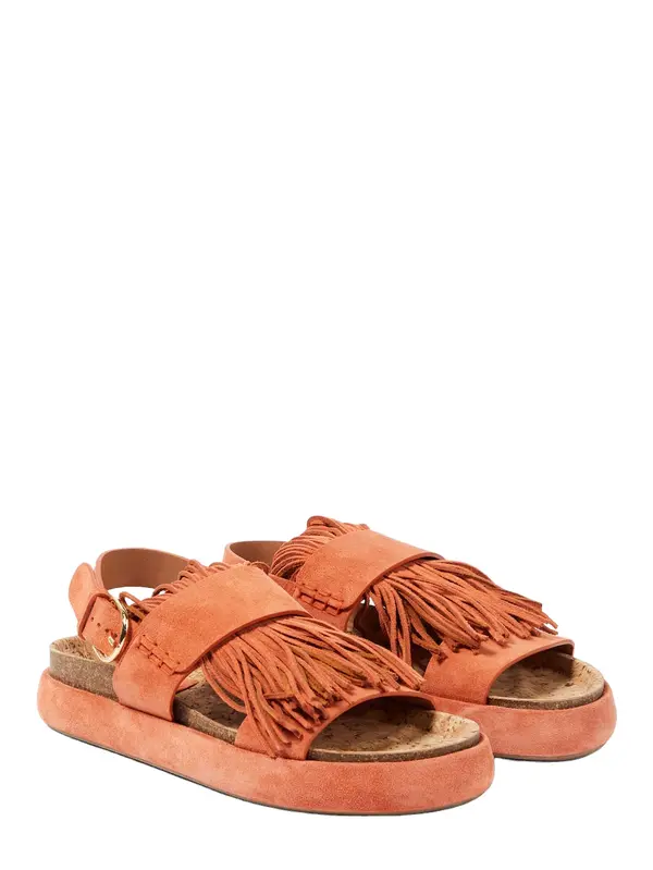 Ulla Johnson Alba Fringed Suede Sandals - Pink
