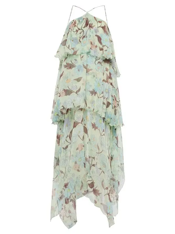 Stella McCartney Tiered Printed Silk Maxi Dress - Multicoloured
