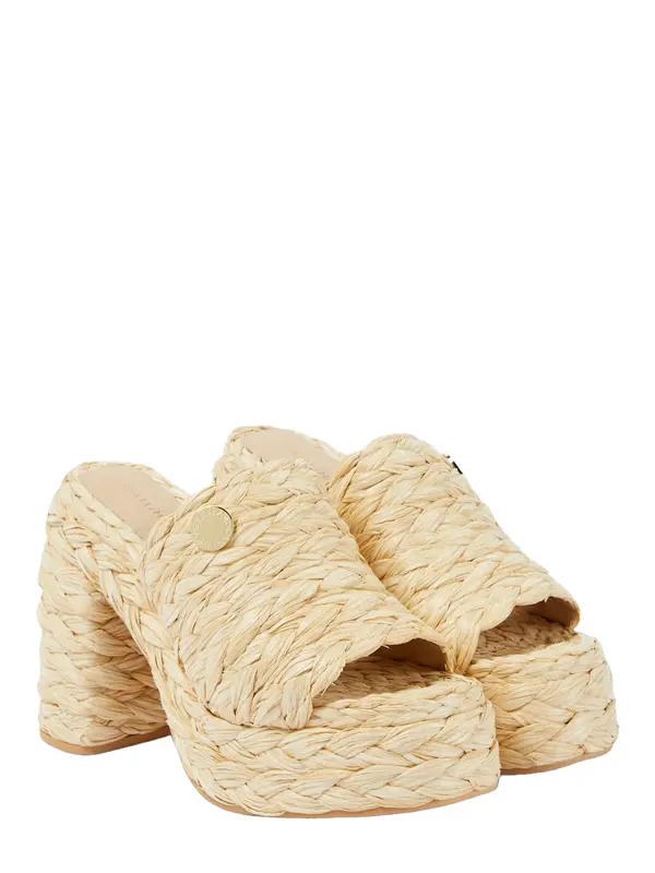 Stella McCartney Skyla Raffia-effect Platform Mules - Beige