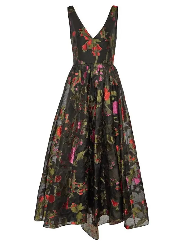Erdem Floral Organza Midi Dress - Multicoloured