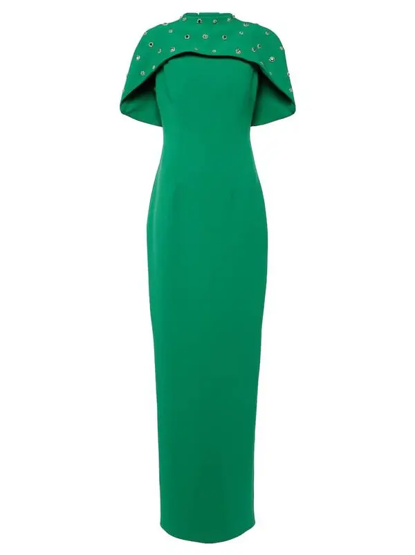 Safiyaa Kalika Embellished Caped Gown - Green
