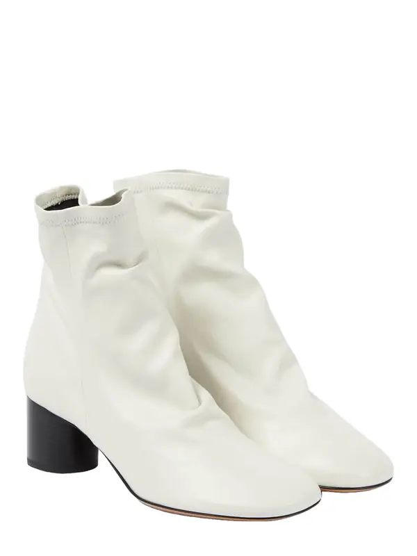 Isabel Marant Laeden Leather Ankle Boots - White