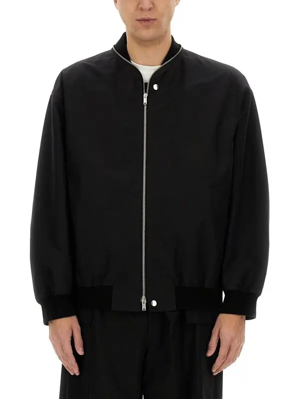 JIL SANDER Oversized Cotton Bomber Jacket - Black