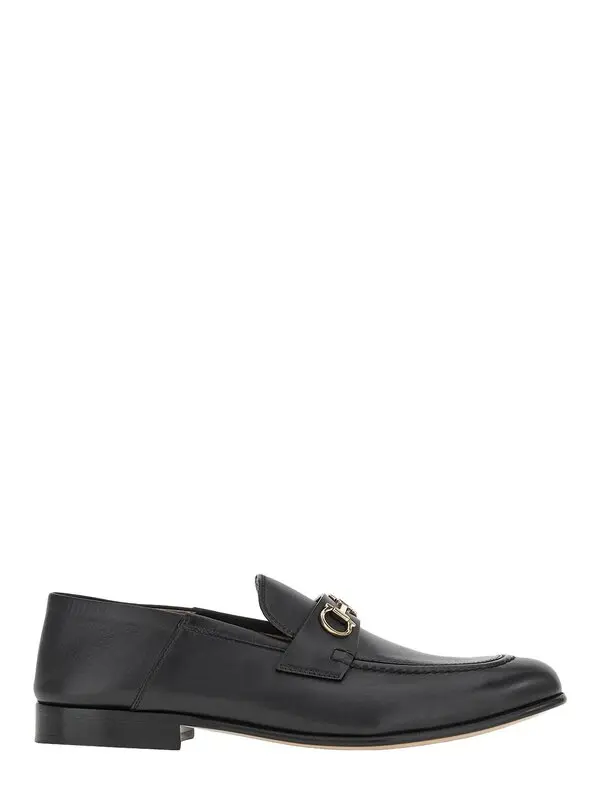 FERRAGAMO Ottone Leather Loafers - Nero