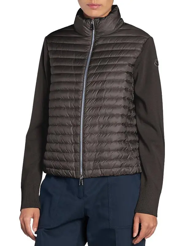 Moncler Quilted Wool Puffer Cardigan - Black