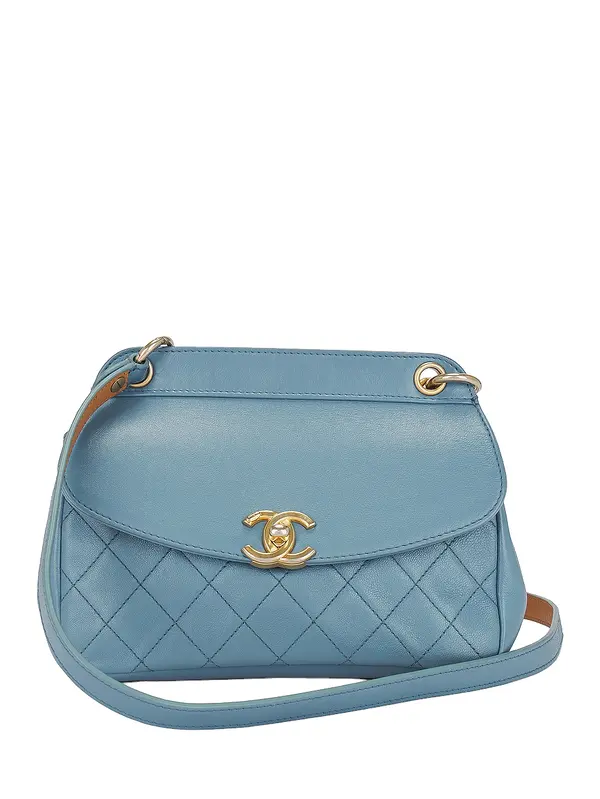 Chanel Calfskin Curve Flap Bag - Blue
