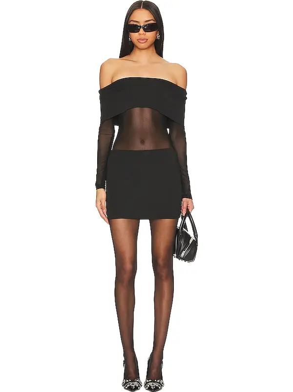 Superdown Elmina Sheer Mini Dress - Black