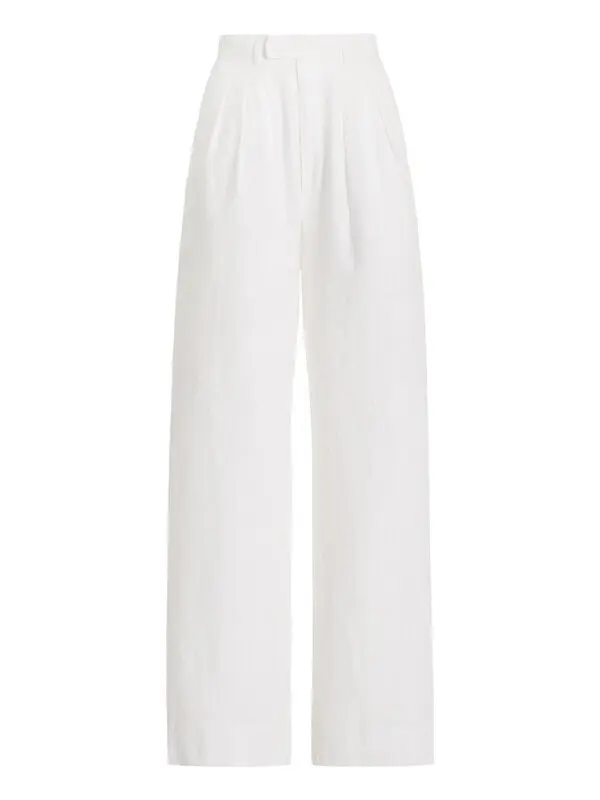 Posse Louis Pleated Linen Trousers - Ivory
