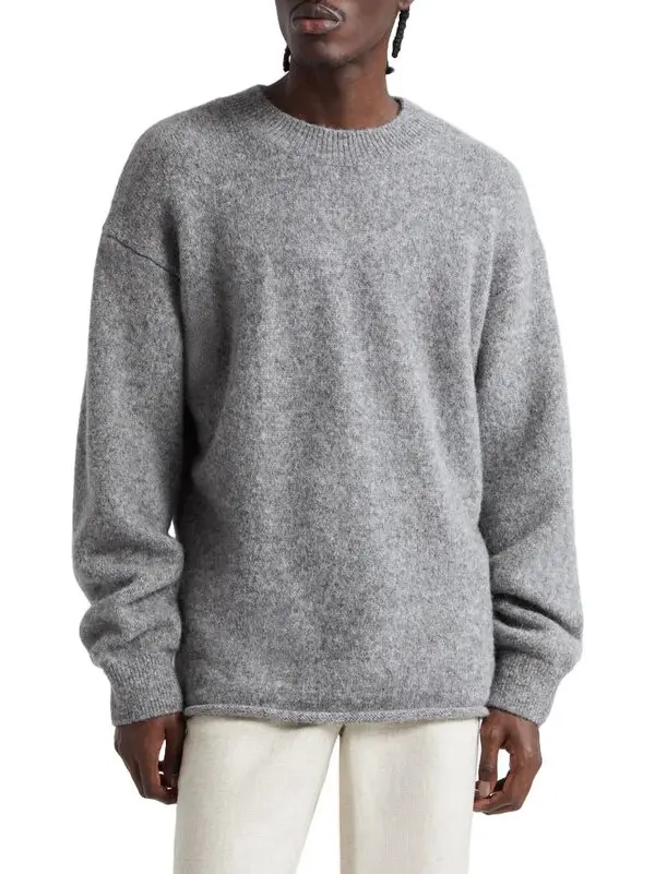 Jacquemus Le Pull Jacquard Logo Alpaca & Merino Wool-blend Sweater - Grey