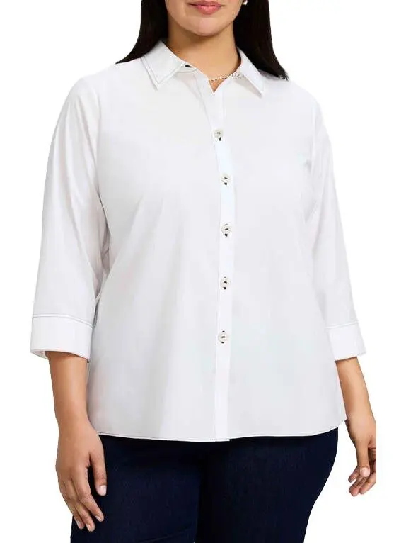 Foxcroft Kelly Button-up Shirt - White/ Black