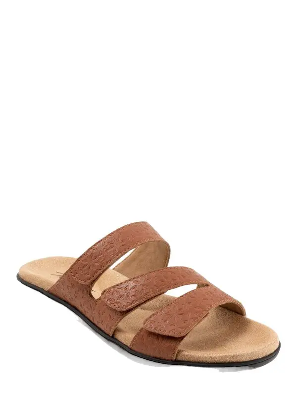 Trotters Leather Slide Sandals - Luggage