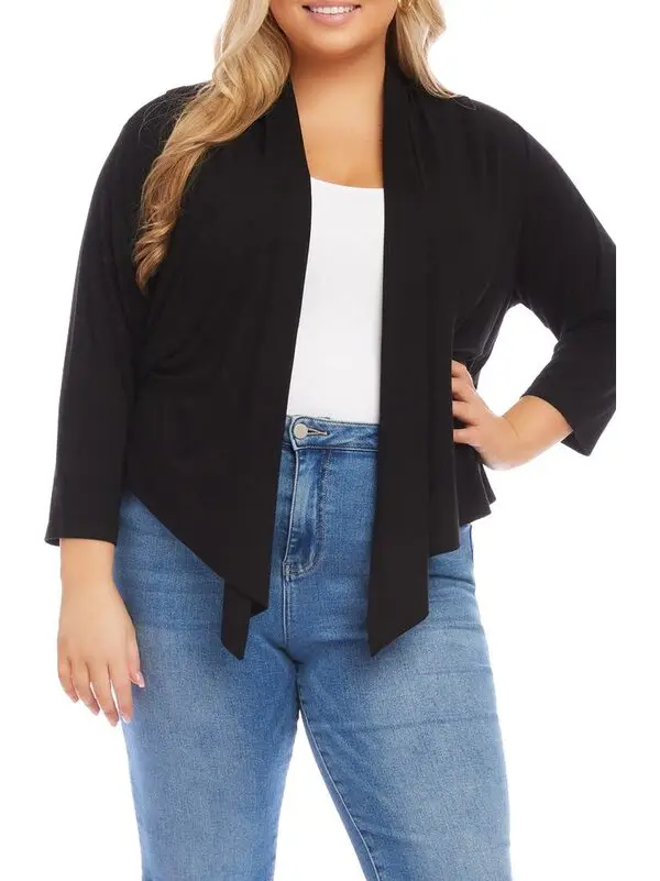 Karen Kane Calli Draped Open Front Cardigan - Black