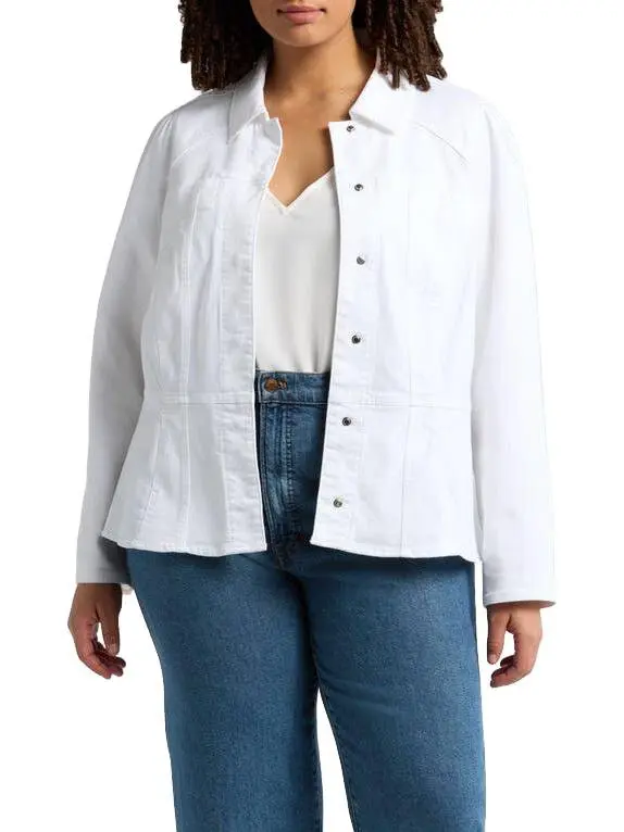 Wit & Wisdom Peplum Denim Jacket - Optic White