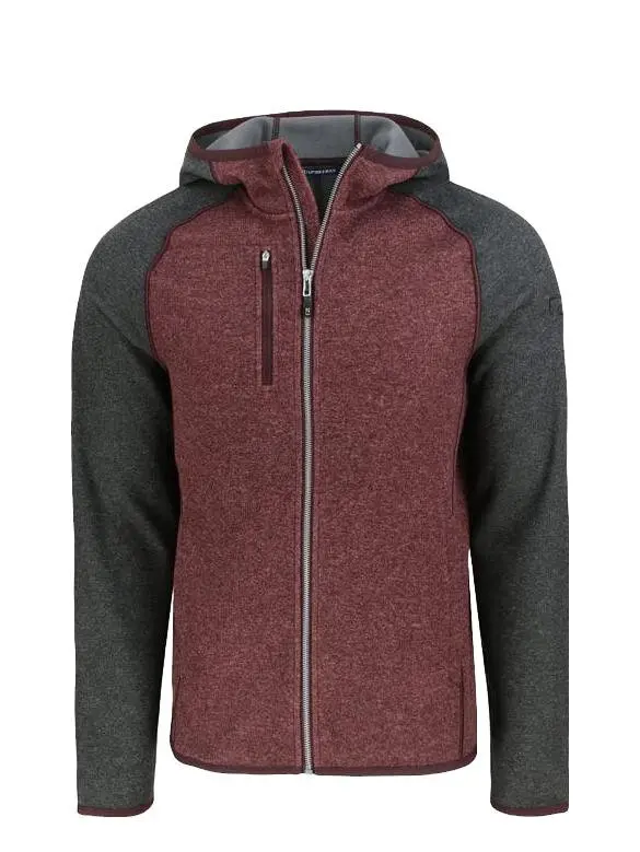 Cutter & Buck Mainsail Full Zip Hooded Jacket - Bordeaux/charcoal