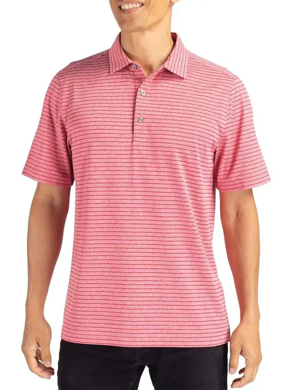 Cutter & Buck Forge Heather Stripe Recycled Blend Polo - Cardinal Red Heather
