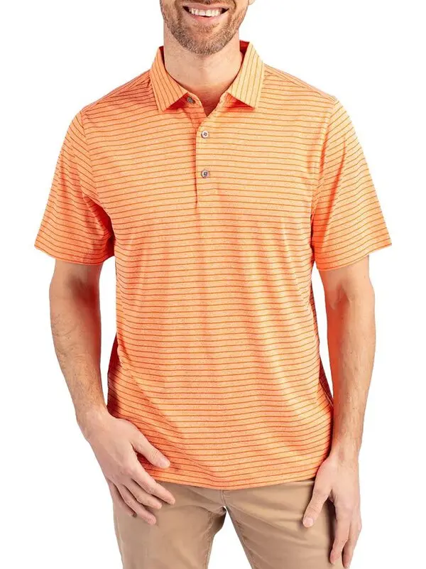 Cutter & Buck Forge Heather Stripe Recycled Blend Polo - College Orange Heather