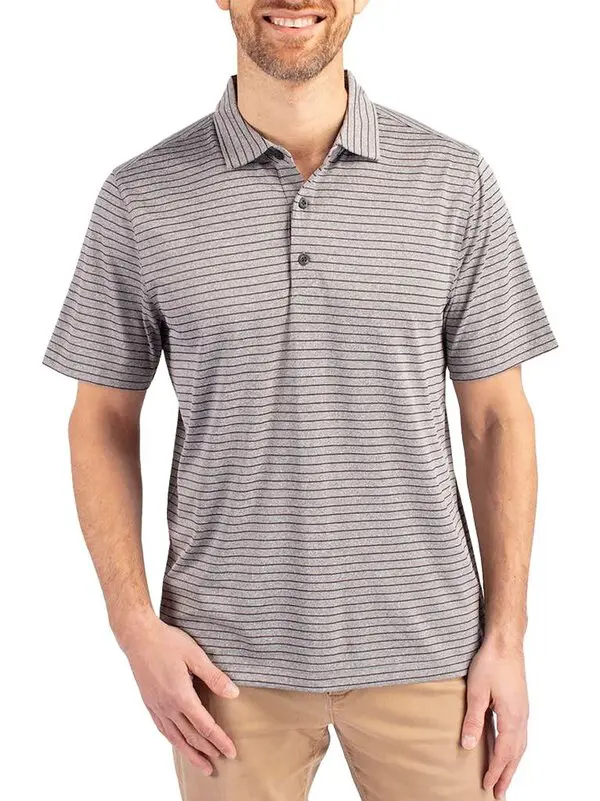 Cutter & Buck Forge Heather Stripe Recycled Blend Polo - Elemental Grey Heather