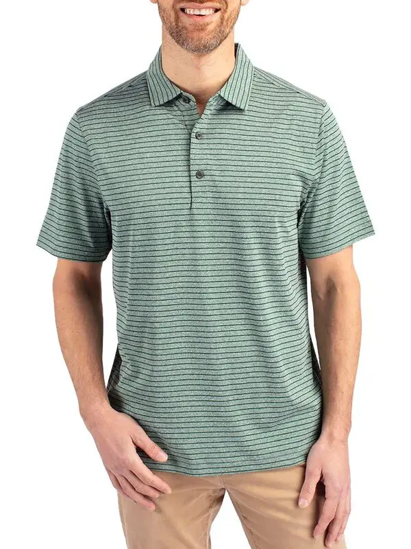 Cutter & Buck Forge Heather Stripe Recycled Blend Polo - Hunter Heather
