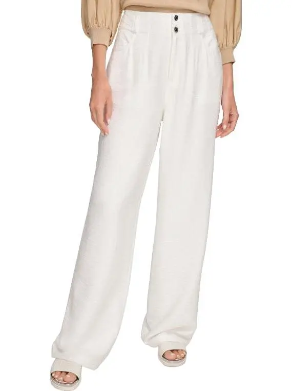Dkny Crinkle Wide Leg Pants - White