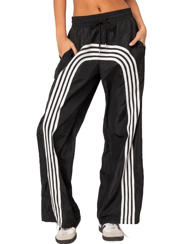 EDIKTED Wilda Stripe Track Pants - Black-and-white