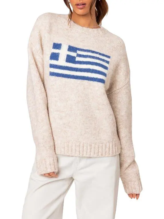 EDIKTED Greece Oversize Chunky Sweater - Stone