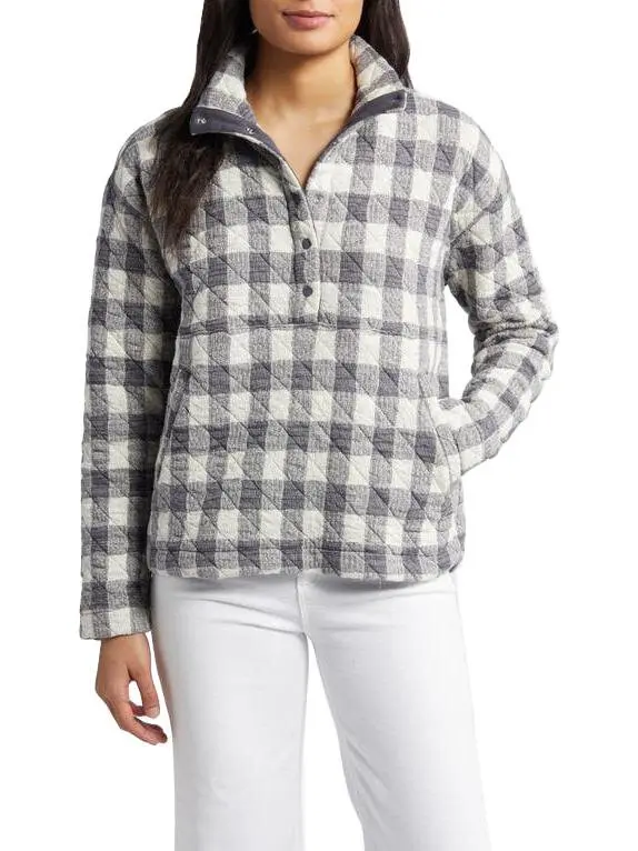 Marine Layer Quilted Snap Placket Pullover - India Ink