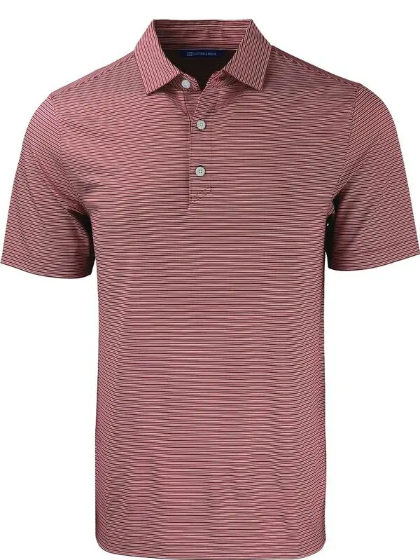 Cutter & Buck Forge Double Stripe Recycled Blend Polo - Bordeaux/white