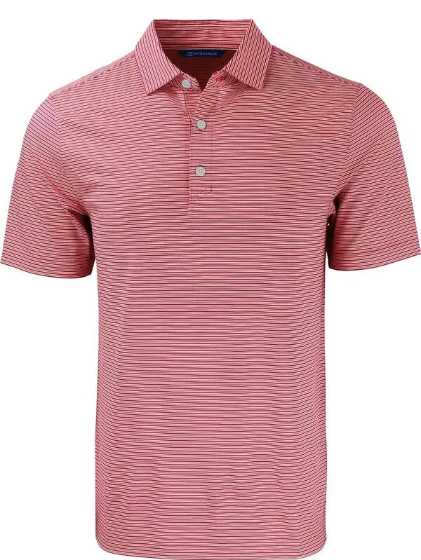 Cutter & Buck Forge Double Stripe Recycled Blend Polo - Cardinal Red/white