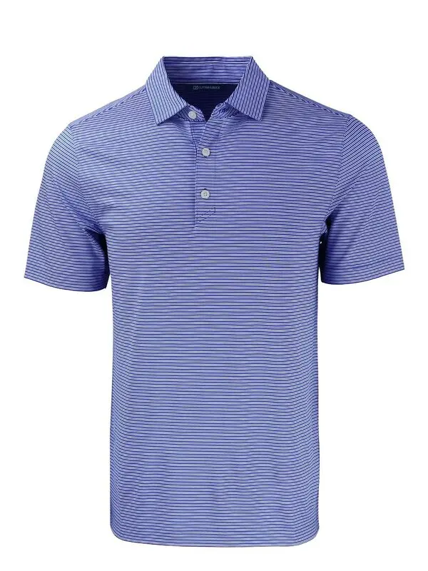 Cutter & Buck Forge Double Stripe Recycled Blend Polo - Tour Blue/white