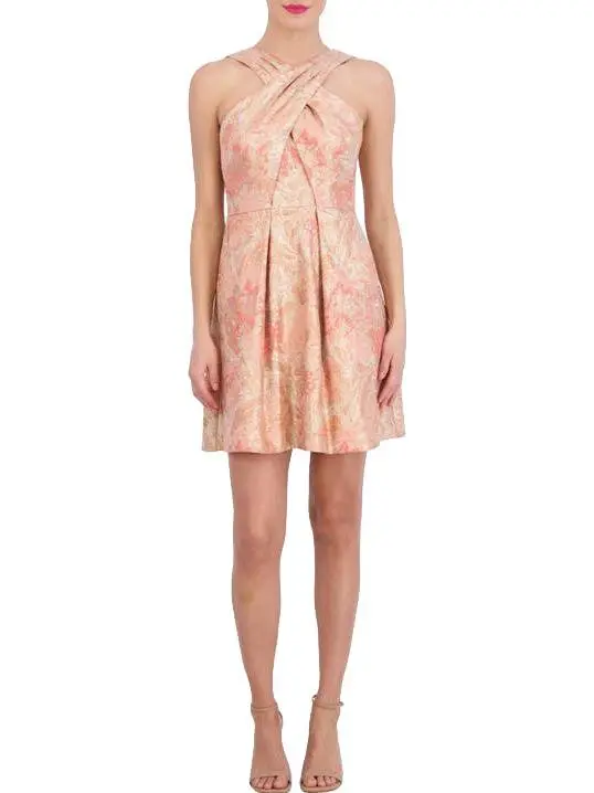 Vince Camuto Floral Jacquard Fit & Flare Mini Dress - Coral