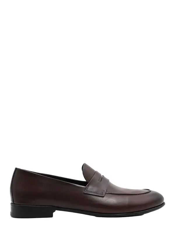 Giorgio Armani Leather Loafers - Brown