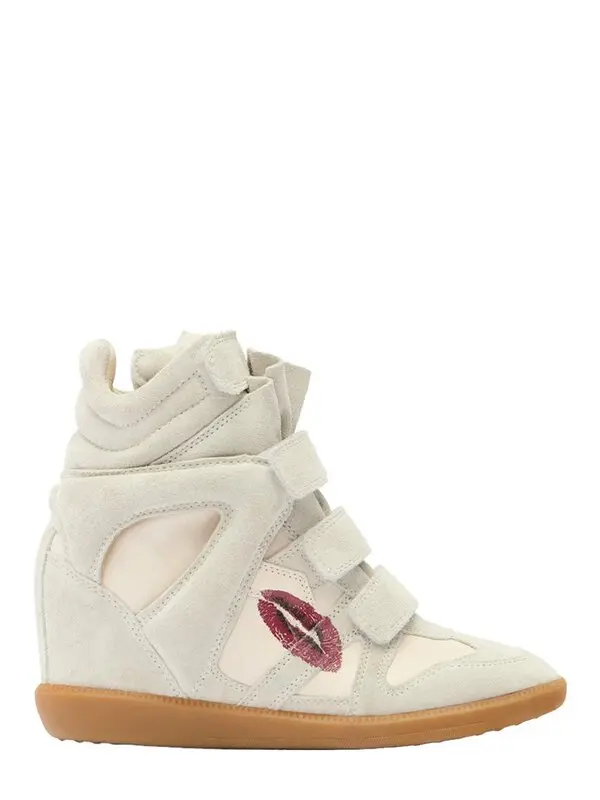 Isabel Marant Bekett Leather Wedge Sneakers - Chalk