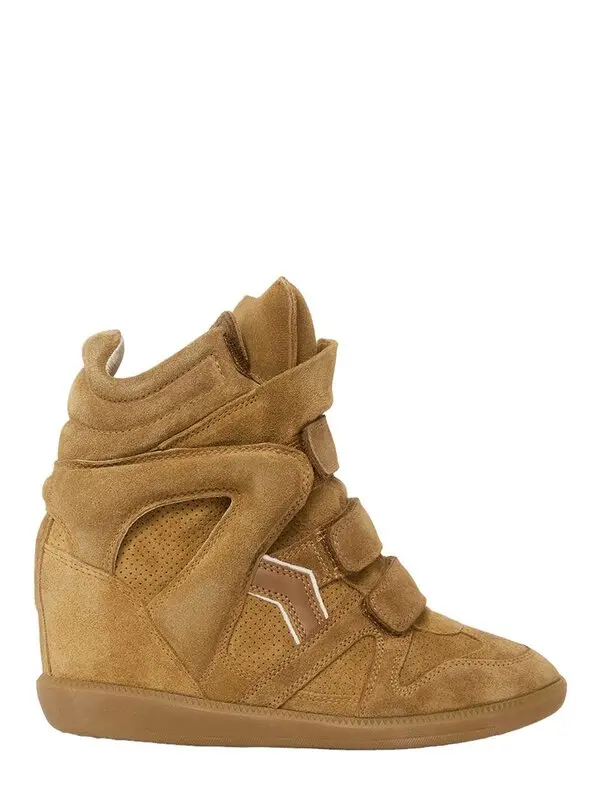 Isabel Marant Bekett Leather Wedge Sneakers - Cognac