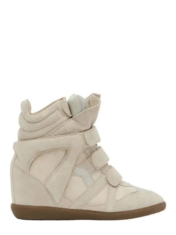 Isabel Marant Bekett Leather Wedge Sneakers - Ecru