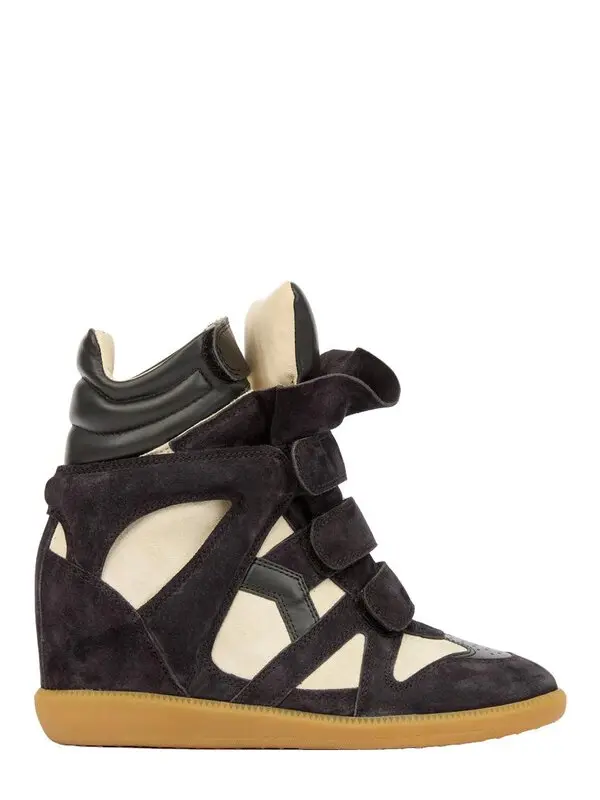 Isabel Marant Bekett Leather Wedge Sneakers - Faded Black/chalk