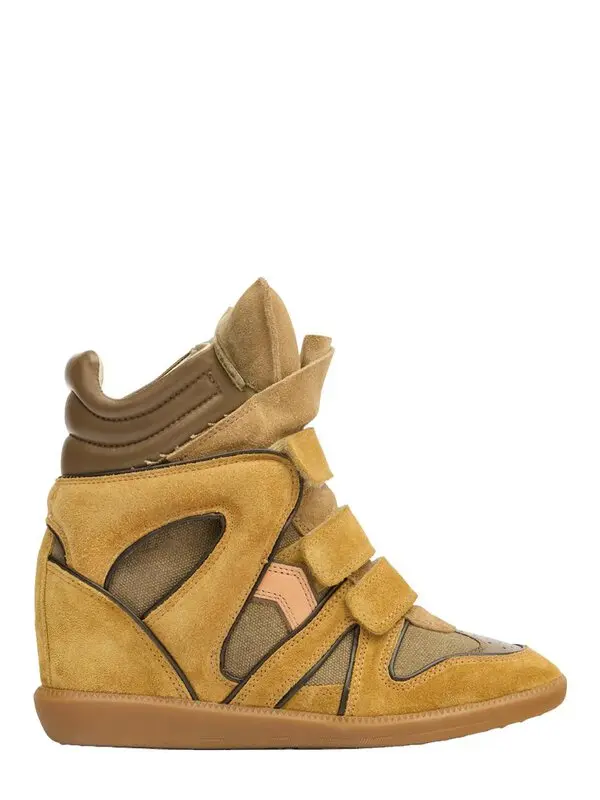 Isabel Marant Bekett Leather Wedge Sneakers - Khaki/ochre