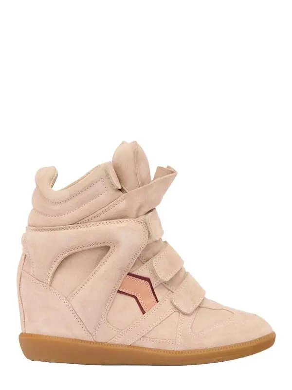 Isabel Marant Bekett Leather Wedge Sneakers - Pale Pink/peach