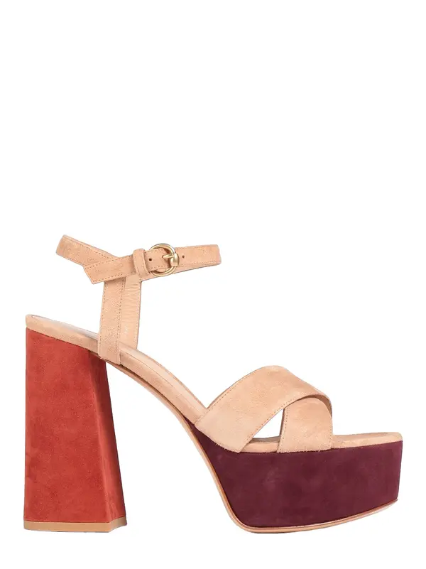 GIANVITO ROSSI Colorblock Suede Platform Sandals - Blush