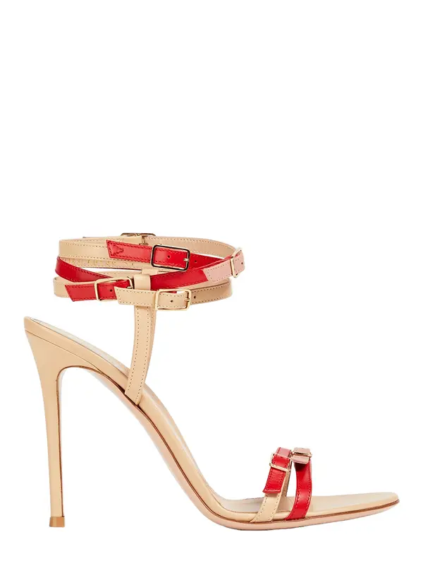 GIANVITO ROSSI Colorblock Leather Sandals - Red