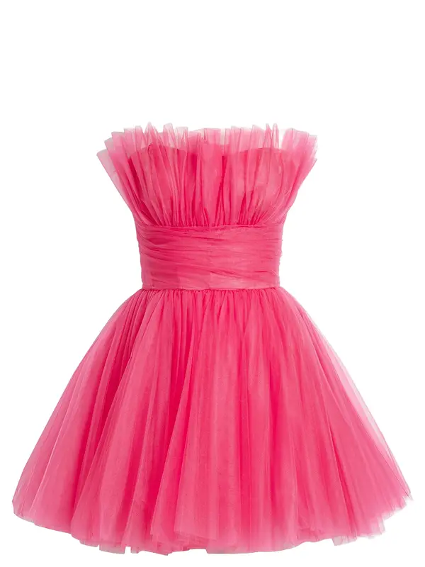 Monique Lhuillier Monique Lhuilier Strapless Tulle Mini Dress - Fuchsia